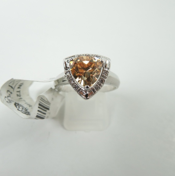 Fire CZ | Jewelry | 925 Silver Champagne Trillion Cut Cz Diamond Ring ...